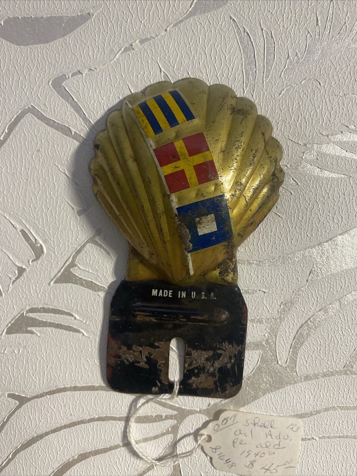 Vintage Shell Gas Oil License Plate Topper 1940s-LM | eBay