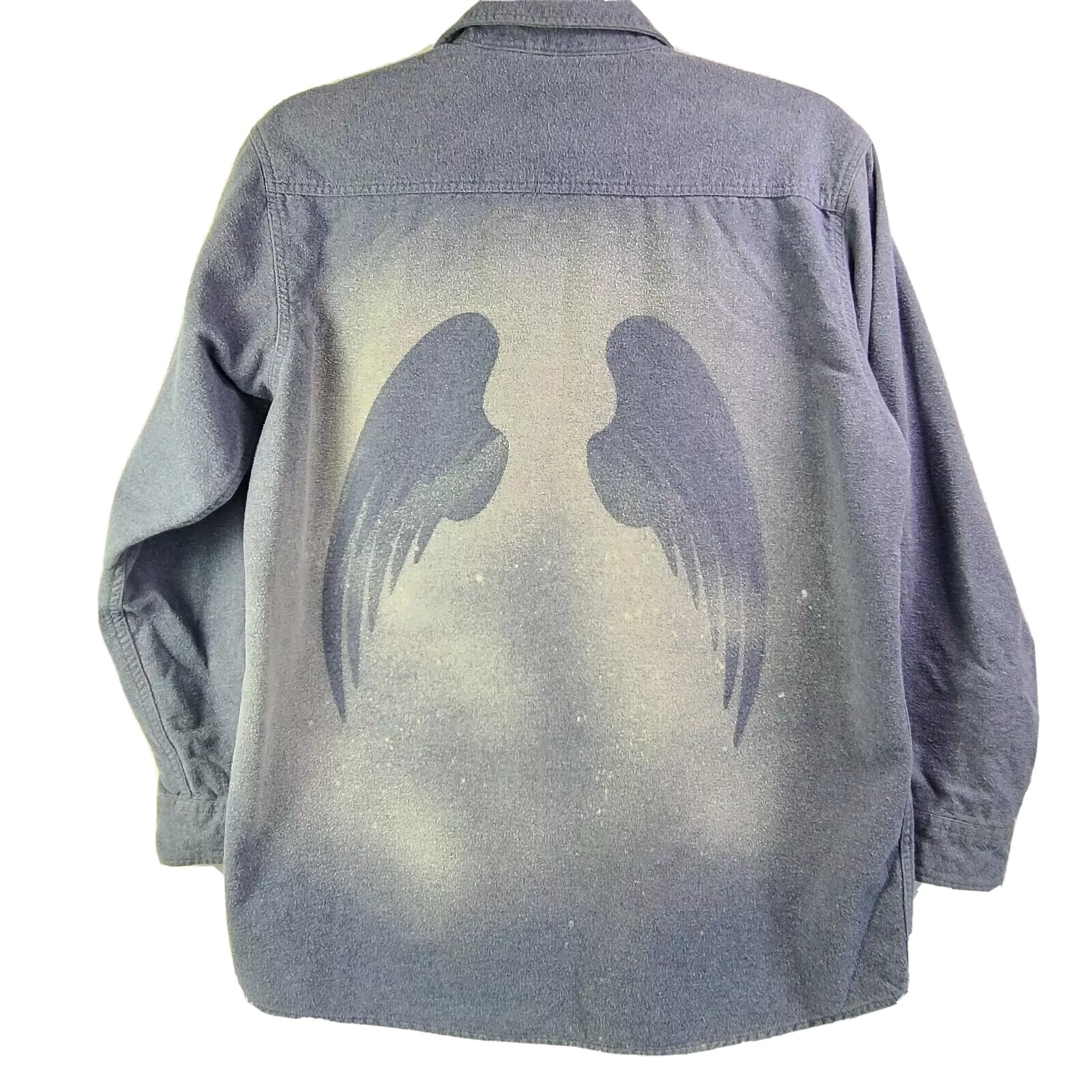 Angel Wings Flannel Shirt Mens Large Tall Upcycled Ar… - Gem