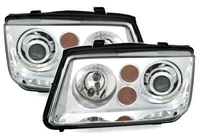 Headlights set with Projector Lens For VW Bora in Clear Glass Chrome ...