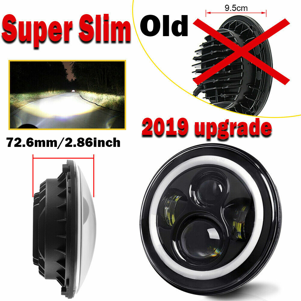 E Mark Pair 7" Inch Angel Eye LED DRL Headlights For Classic Mini ...