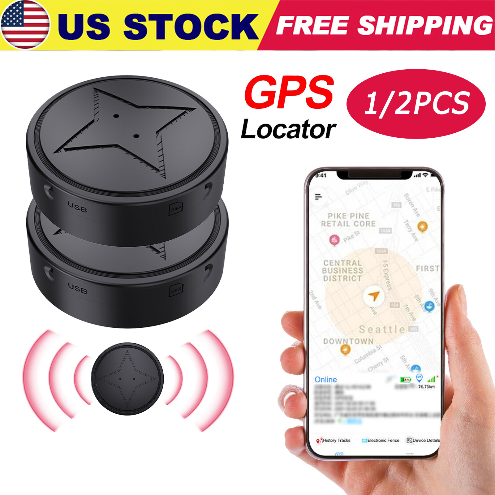 1/2 PCS PG12 Magnetic Mini GPS Real Time Car Locator Tracker GSM/GPRS ...