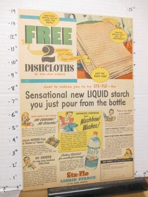 newspaper ad 1948 STA-FLO liquid starch laundry clothing fabric free ...