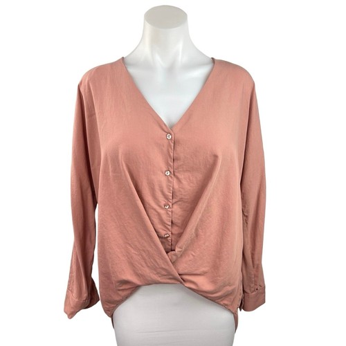 ZARA TRF Collection Women's Pink Long Cuff Sleeve V-Neck Wrap Blouse ...
