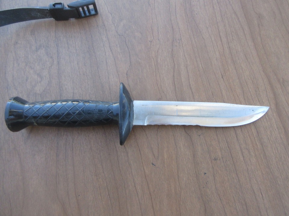 Vintage Aqua Lung Diving Knife with sheath and straps Stainless Steel ...