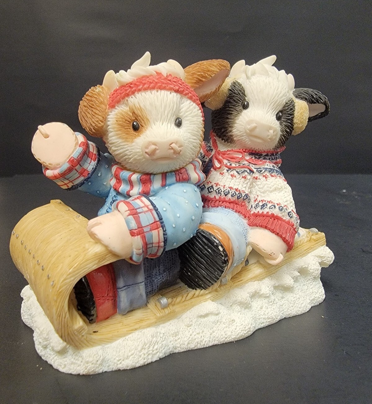 Mary's Moo Moos Its Snow Wonder We're Friends Cow Sled Figurine 112668 ...