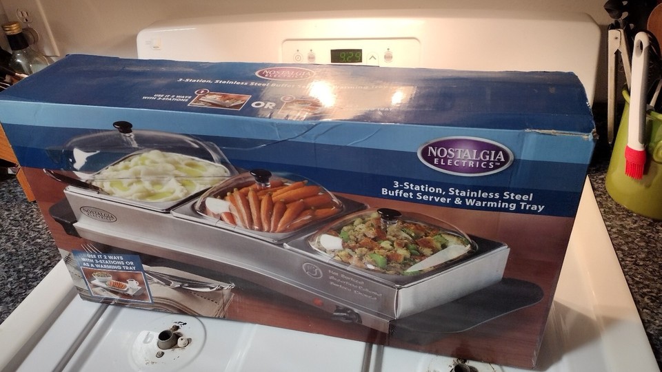 Nostalgia Electrics 3-Station Stainless Deluxe Buffet Server Warmer ...