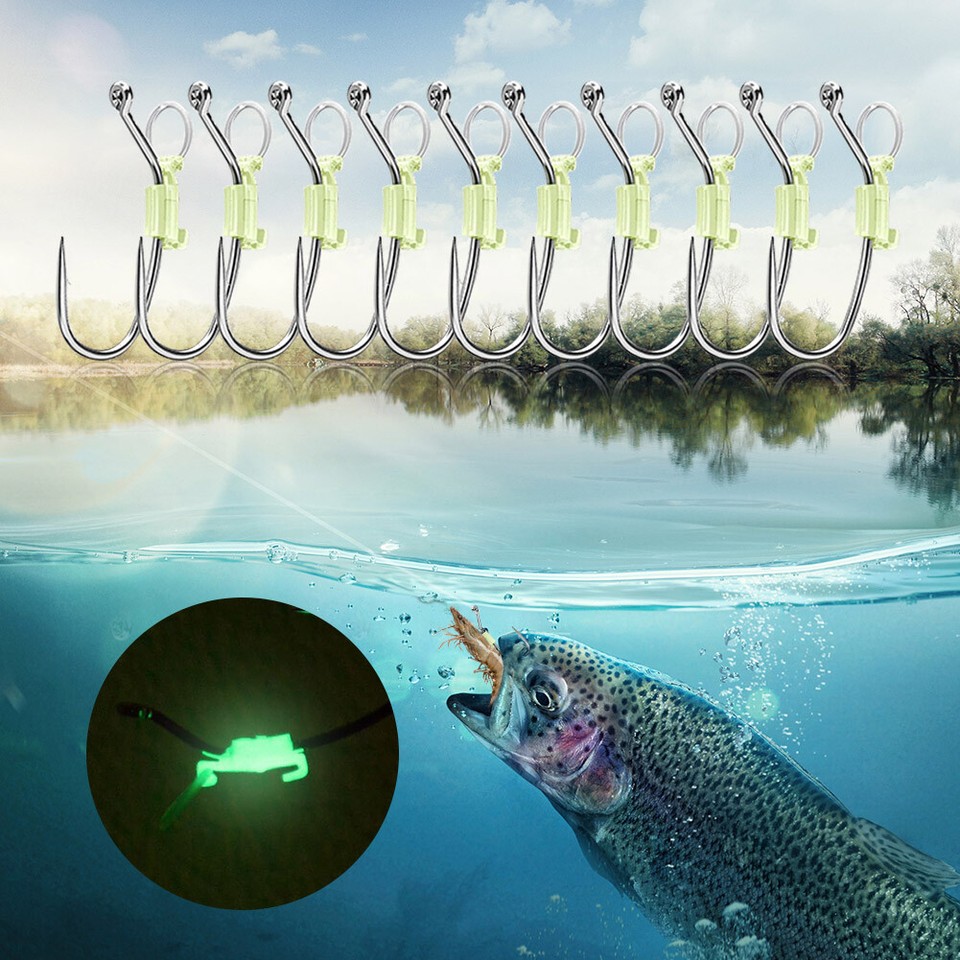 10pcs Metal Barbed Fishhook Catfish Bass Fishing Hook Live Shrimp Hooks ...