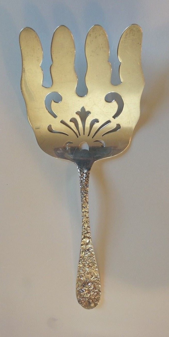 STIEFF SOLID STERLING SILVER REPOUSSE ASPARAGUS FORK "STIEFF ROSE ...