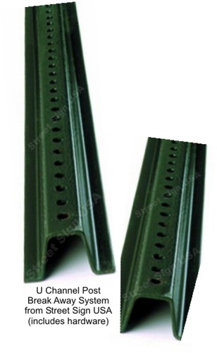 8FT GREEN U CHANNEL SIGN POST BREAK AWAY SYSTEM HEAVY DUTY FOR STREET ...