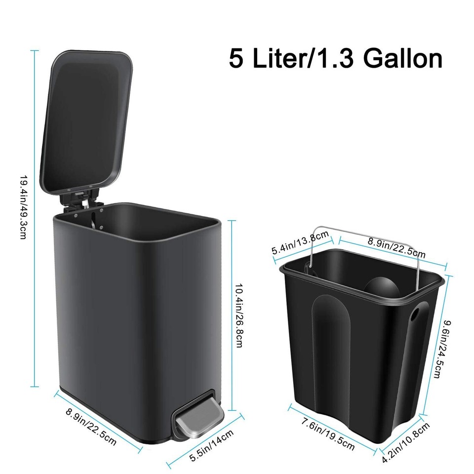 Small Trash Can With Soft Close Lidgarbage Can With Removable Inner ...