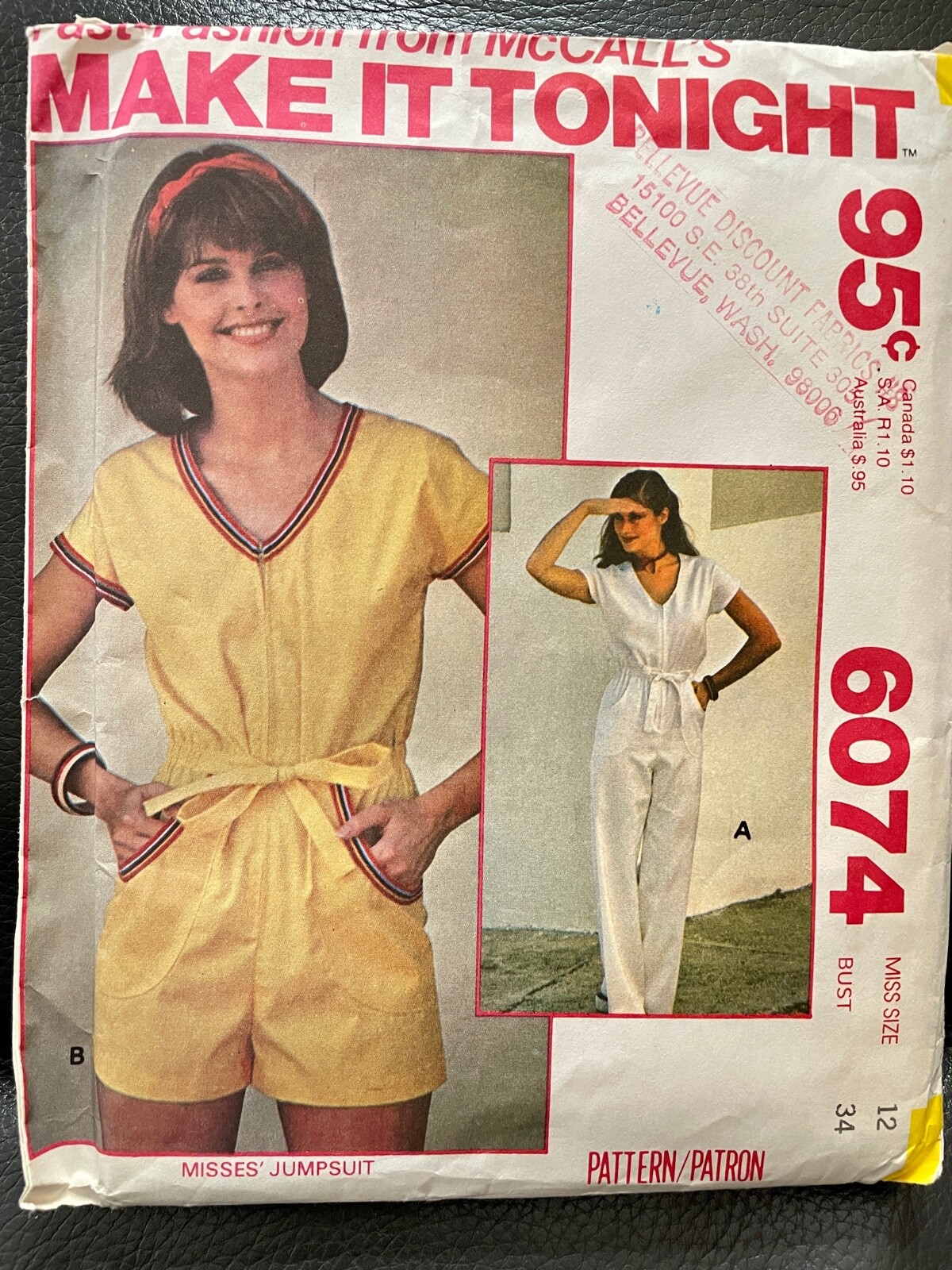 McCall's PATTERN 6074 Make It Tonight-Vintage 1978 Jumper, Romper-UnCut~sz 12 | eBay