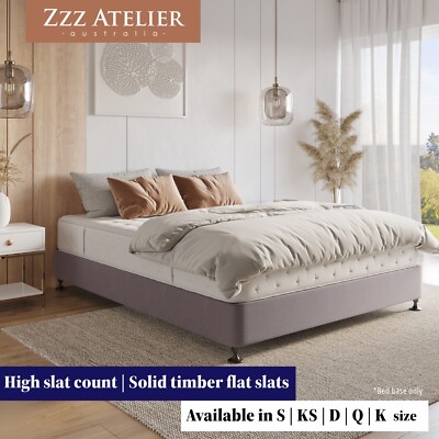 *NEW* Charcoal Ensemble Mattress Bed Base Solid Slat Frame Support ...