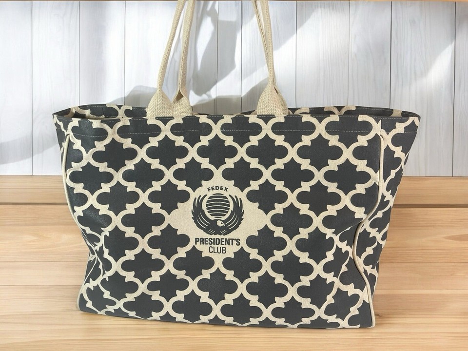 FedEx President’s Club Large Canvas Tote Bag Employee Award Grey Eagle ...