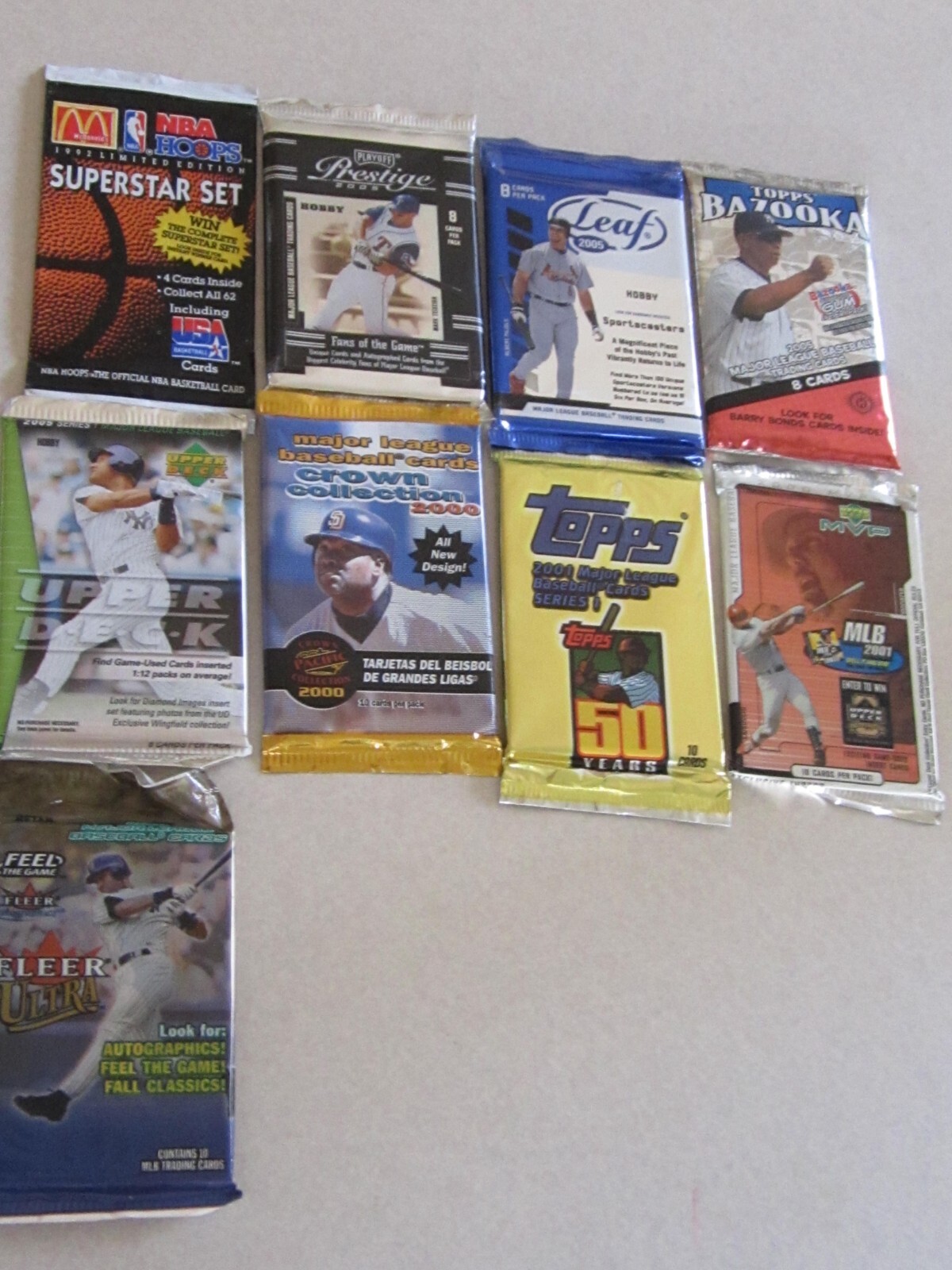 Lot of 9 Sealed Baseball Cards, Topps Super Star Set Prestige Leaf | eBay