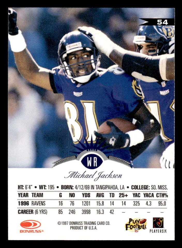 Michael Jackson Baltimore Ravens 1997 Leaf #54 | eBay