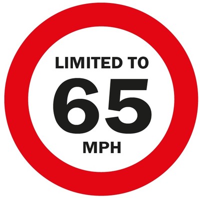 LIMITED TO 65MPH Vehicle speed restriction sticker VAN WAGON 120 x ...