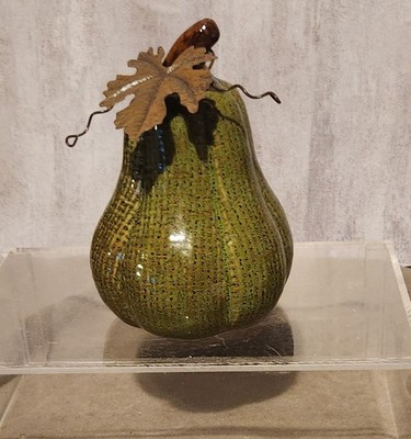Green Ceramic Pear Figurine with Leaf Accent | eBay