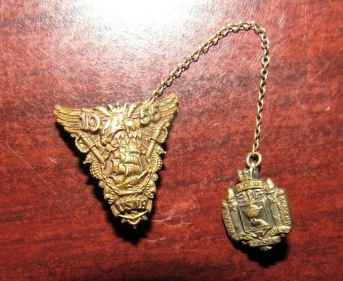 1955 United States Naval Academy Instructor 14k Gold Tie Pin w/ Chain ...