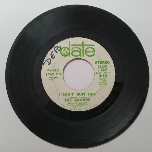 45 RPM Record The ARBORS I Can't Quit Her Radio Station Copy VG scarce ...