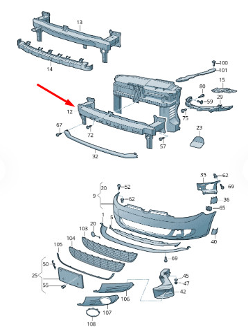 VOLKSWAGEN GOLF MK6 FRONT BUMPER CRASH BAR 5K0807109P ORIGINAL for sale ...