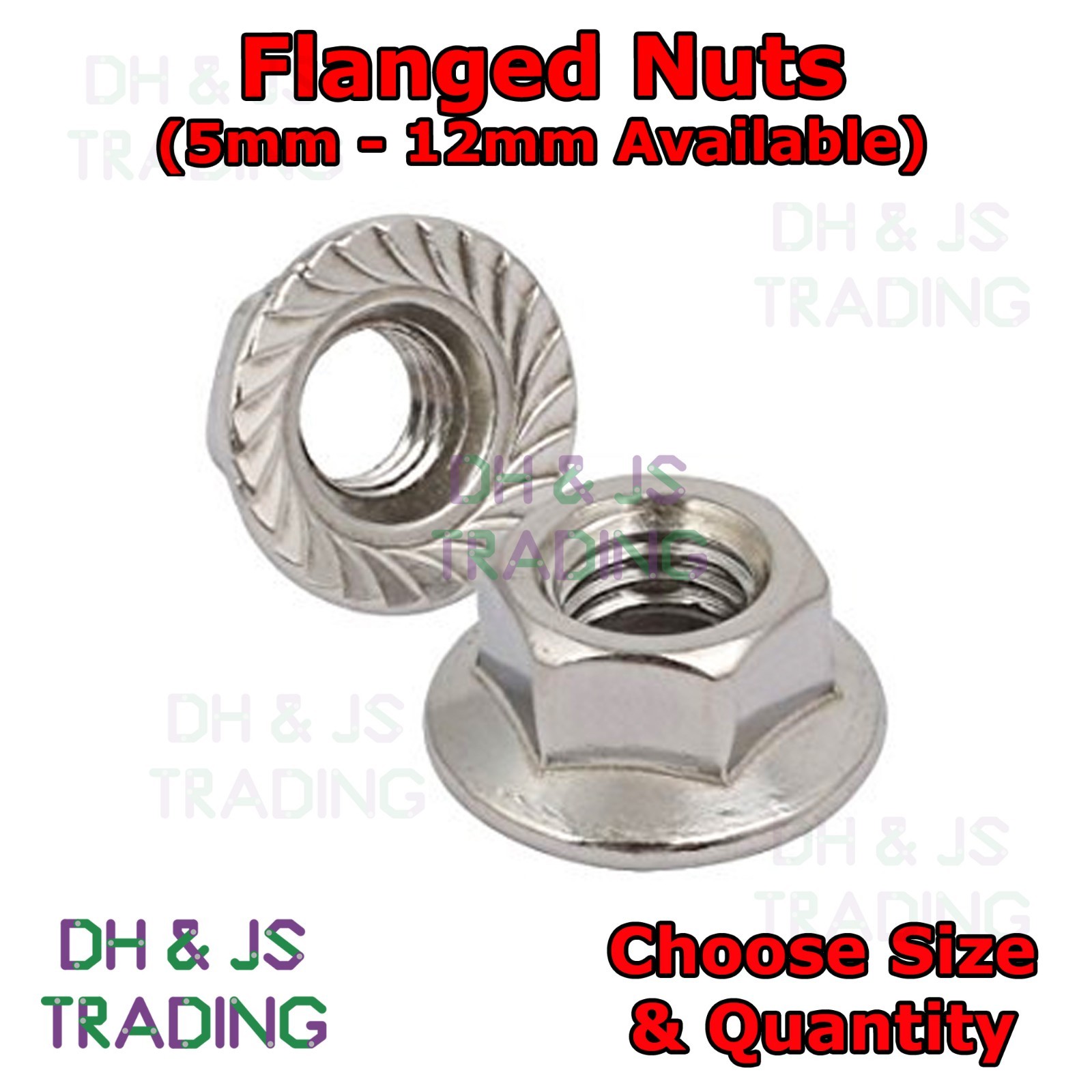 Hex Head Flange Nuts Serrated Zinc Plated Nut Metric - M6 M8 M10 M12 ...