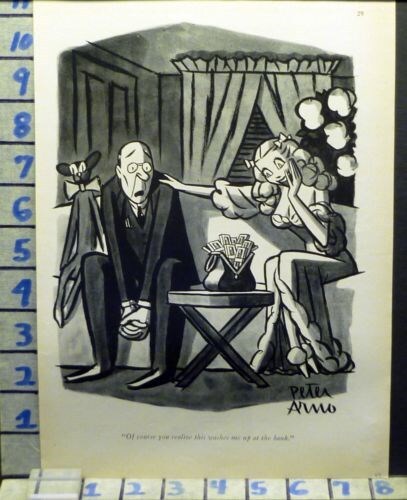 1949 PETER ARNO WOMAN BEAUTY MONEY BANK SATIRE DECOR HUMOR VINTAGE AD ...