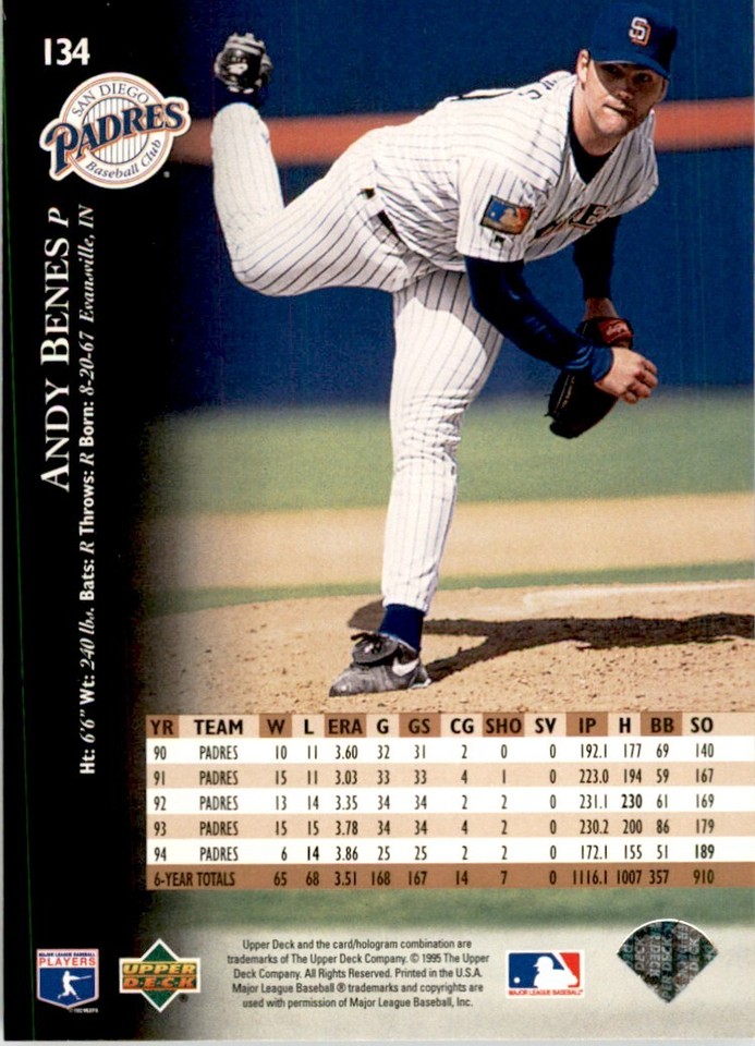 1995 Upper Deck Andy Benes Baseball Cards #134 | eBay