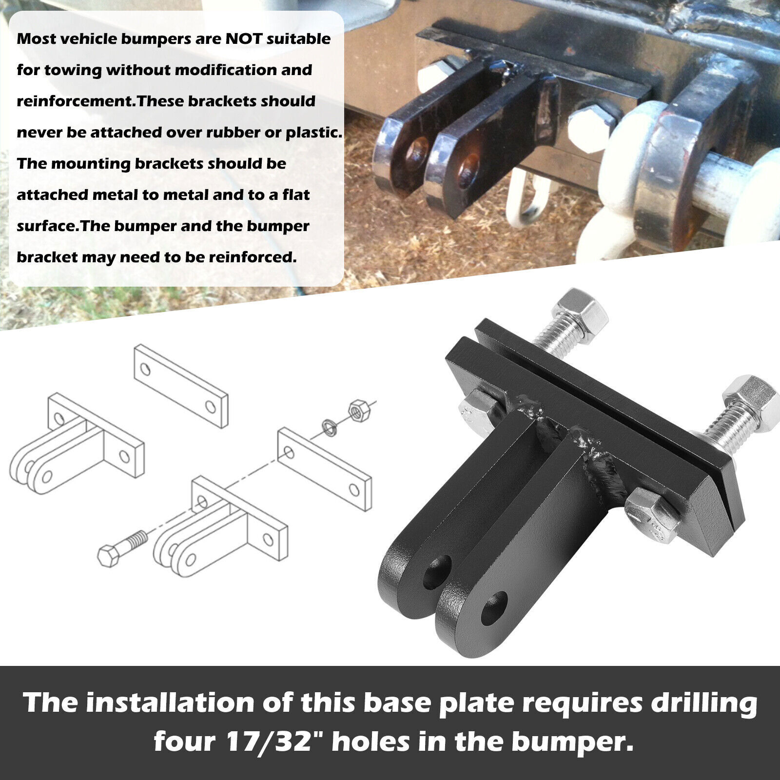Universal Bolt-On Base Plate Tow Bar Purpose Adapter Bracket Kit For ...