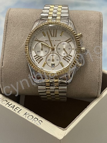 Michael Kors MK5955 Lexington 38mm Silver Chronograph Two Tone Women's ...