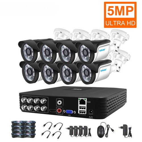 5MP Security Camera System 18M Wired Cable Surveillance Kit Waterproof ...