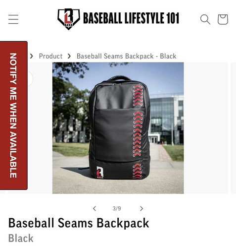 Baseball Lifestyle 101 New With Tags Backpack Black Seams | eBay