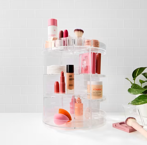 Plastic Rotating Tower makeup Bathroom Accessories Storage ...