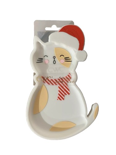 New CWC Spoon Rest Christmas Cat with Beanie and Hat Silicone Red And ...