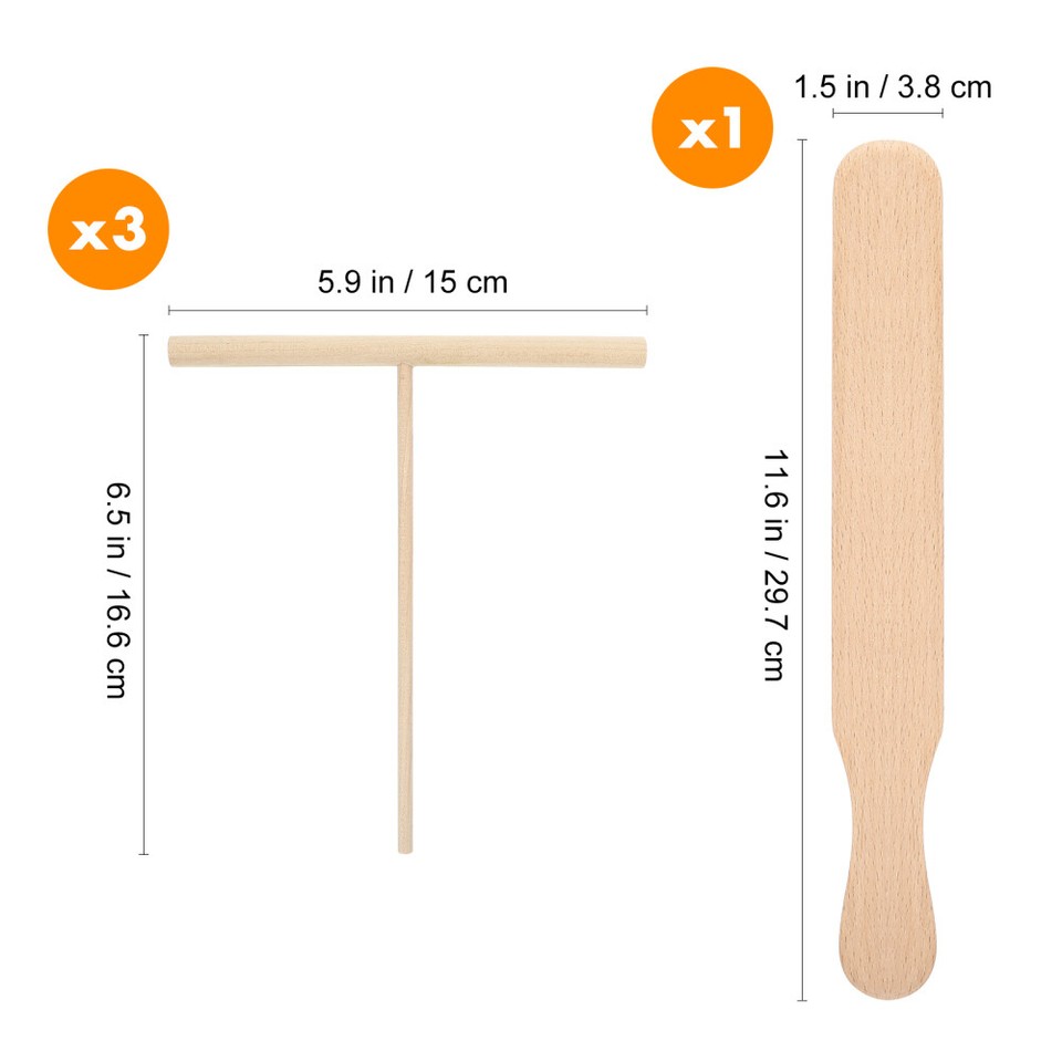 T-shaped Wooden Crepe Spreader Crepe Rake Crepe Maker Crepe Spatula ...