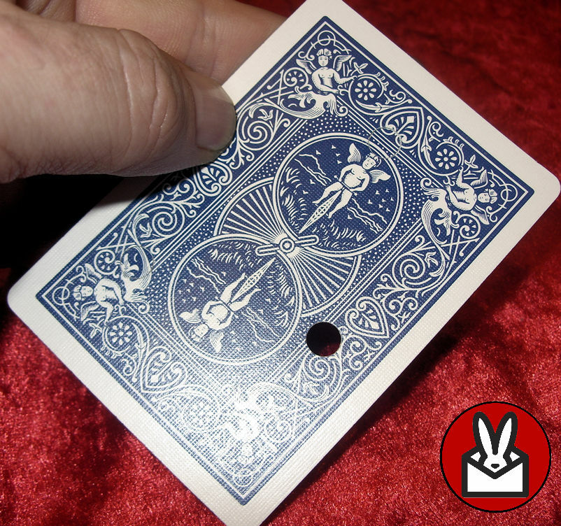 HOLLOW GIMMICK PLAYING CARD & METAL PUNCH MAGIC HOLE MOVING MOVE TRICK ...