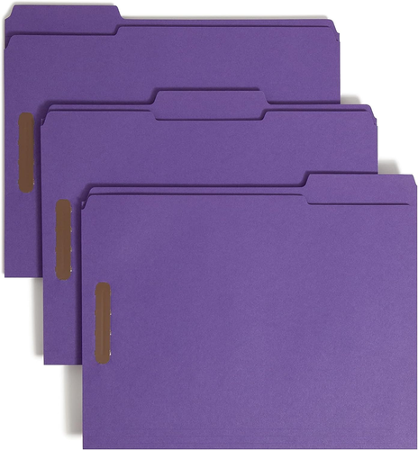 Fastener File Folder, 2 Fasteners, Reinforced 1/3-Cut Tab, Letter Size ...