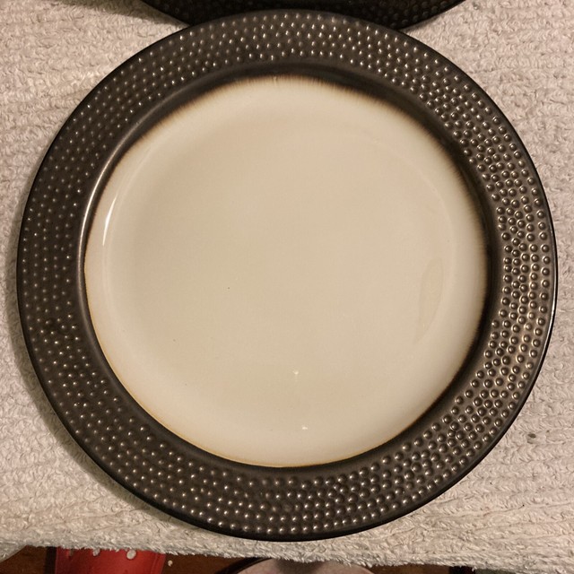 Set of 4 Threshold Barnet Bronze Stoneware 8” Salad Plates Hammered for ...