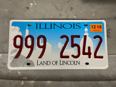 ILLINOIS TRIPLE 999 LICENSE PLATE NINE NUMBER REPEATING 999 2542 ...