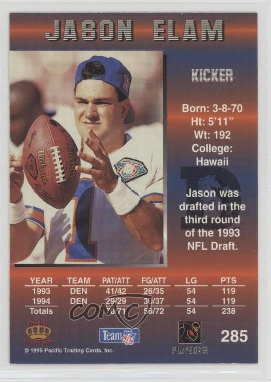 1995 Pacific Jason Elam #285 | eBay