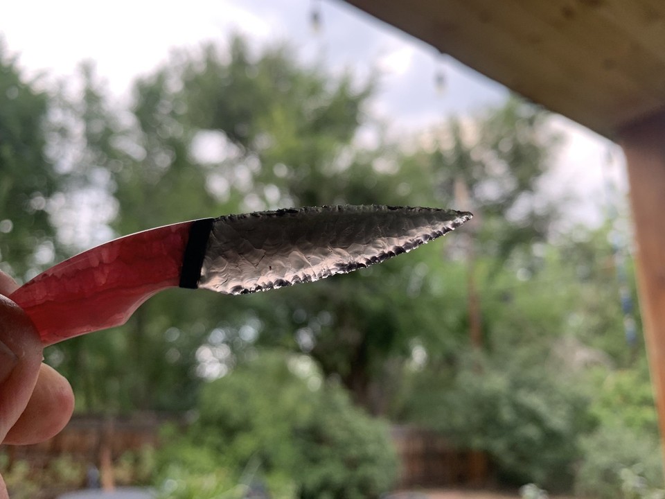 Miniature Obsidian Custom Handmade Tommy Masingale Knife. Rhodochrosite ...