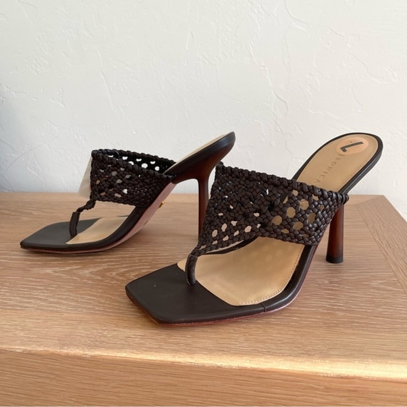 Veronica Beard Abita Espresso Brown Basketweave Woven Heels or Sandals ...