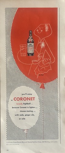 1949 Coronet VSQ Brandy VTG 1940s 40s PRINT AD Highball Drink - Paul Rand Art | eBay