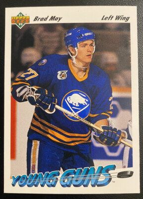 1991-92 Upper Deck #596 BRAD MAY Buffalo Sabres Young Guns Rookie Mint ...