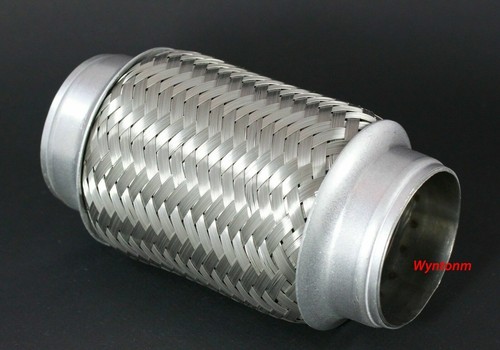 2.25" Braided Stainless Steel Flex Pipe Exhaust Header Collector Joint ...