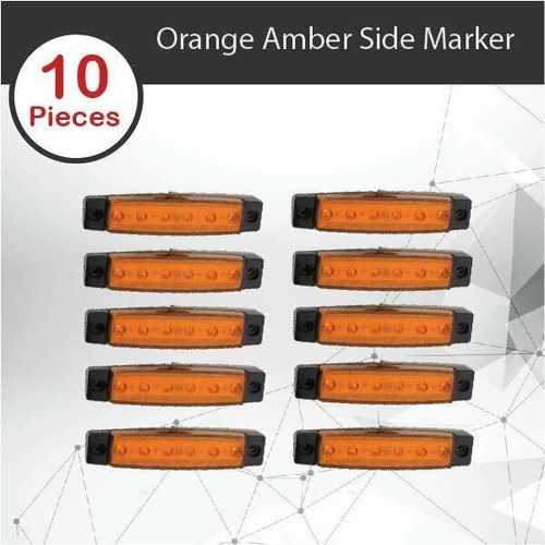 10 x 6 LED 12V Orange Amber Side Marker Indicators Lights Trailer Truck ...