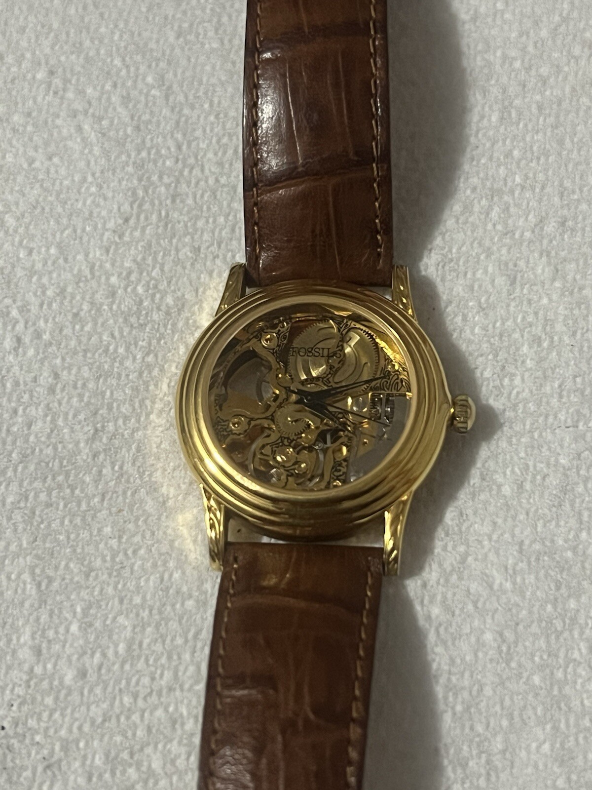 Rare Collectors Vintage Gold Fossil Skeleton Watch - Gem