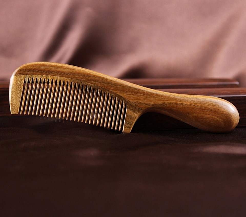 Green Sandalwood Peach Wood Comb – Anti-Static Pocket Hair & Beard Comb ...
