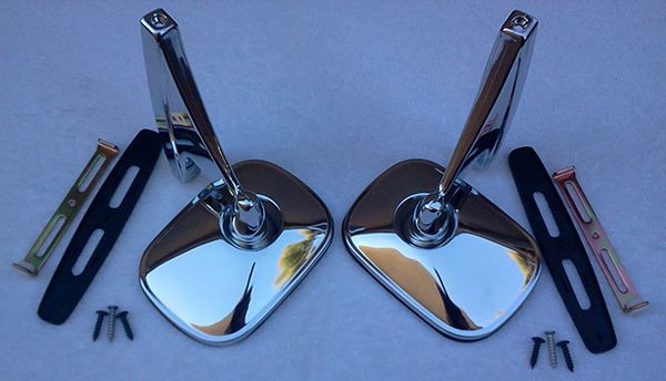 Pair chrome rectangle side view mirrors for classic cars | eBay