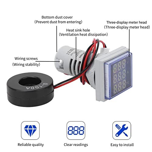 LED Display AC Voltmeter Ammeter Voltage Current Tester Meter Frequency ...