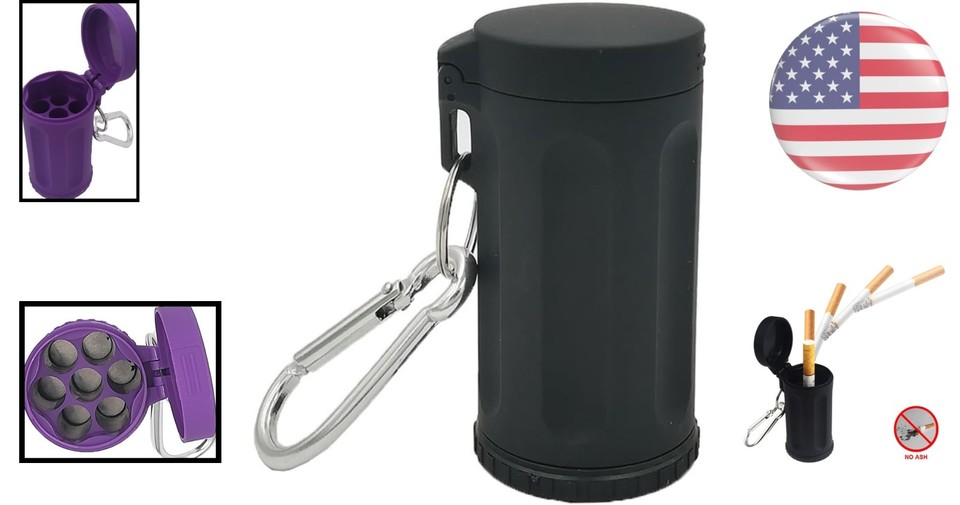 Portable Smokeless Ashtray with Lid – Windproof & Keychain for Outdoors ...